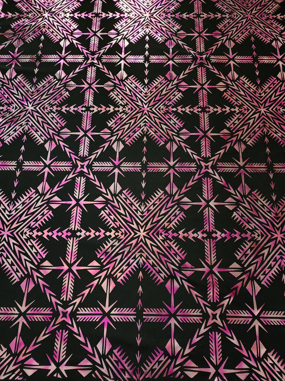 Stretch Polynesian Design #40 Pink and Silver on Black – Tokouso Fabrics