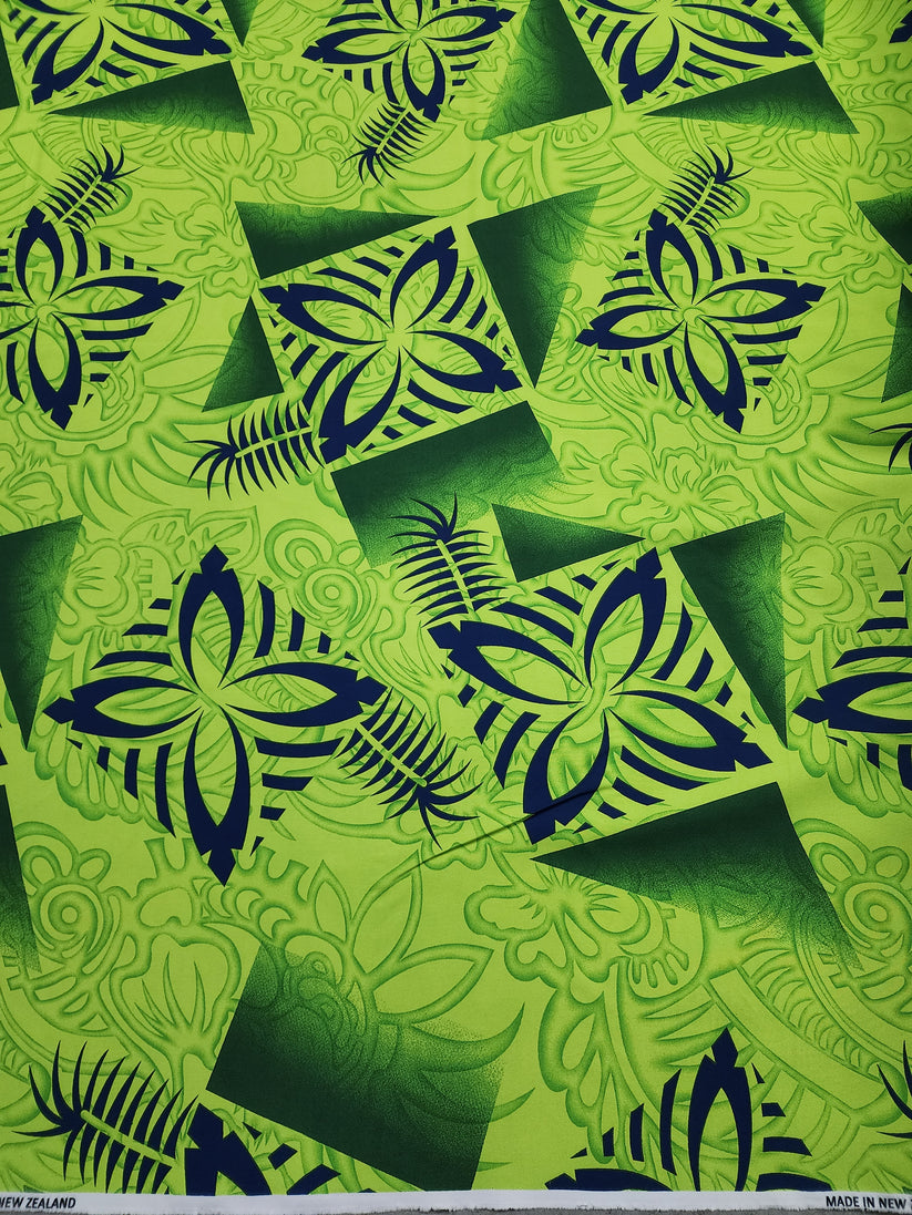 Polynesian Design #150 Green and Navu Blue – Tokouso Fabrics