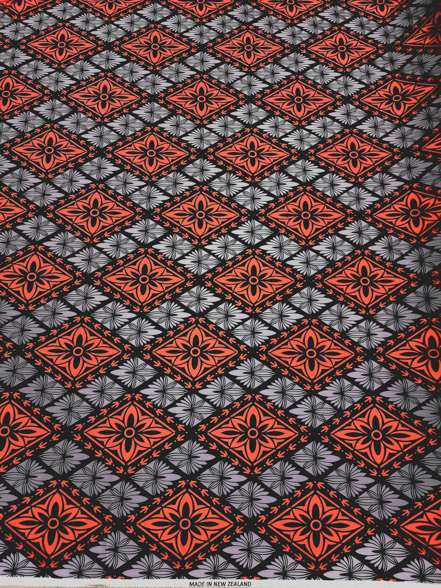 Polynesian Design #130 Red, Black and Grey – Tokouso Fabrics