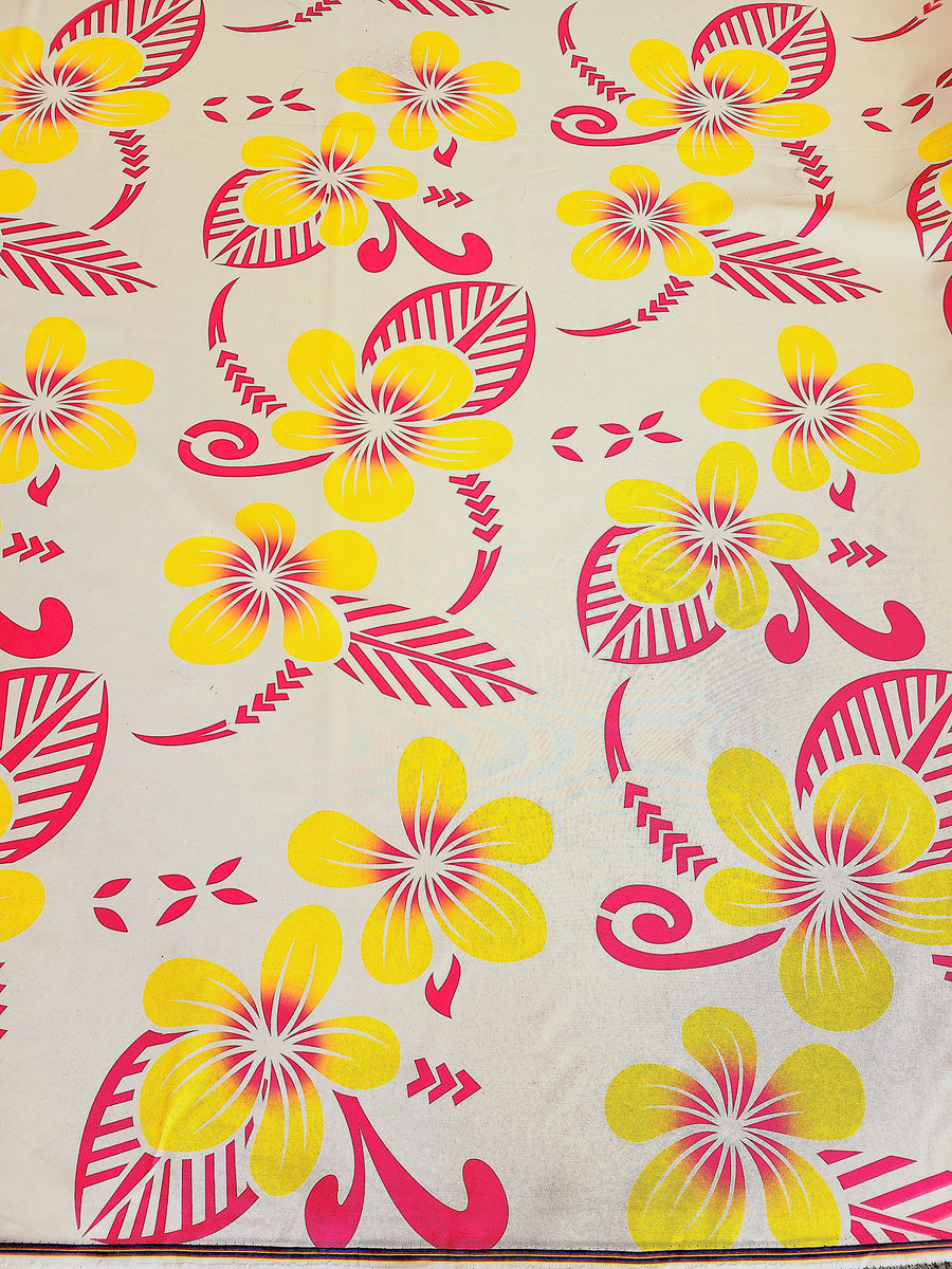 Polynesian Design #114 Yellow and Pink – Tokouso Fabrics