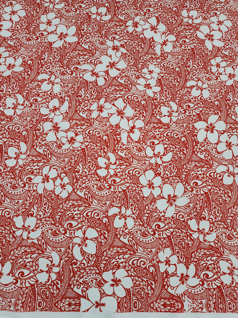 Polynesian Design #173 Red and White – Tokouso Fabrics
