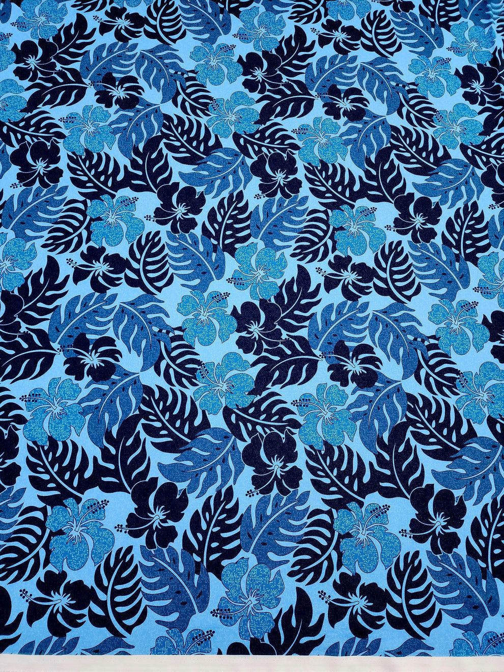 Polynesian Design #188 Mixed Blue Leafs – Tokouso Fabrics