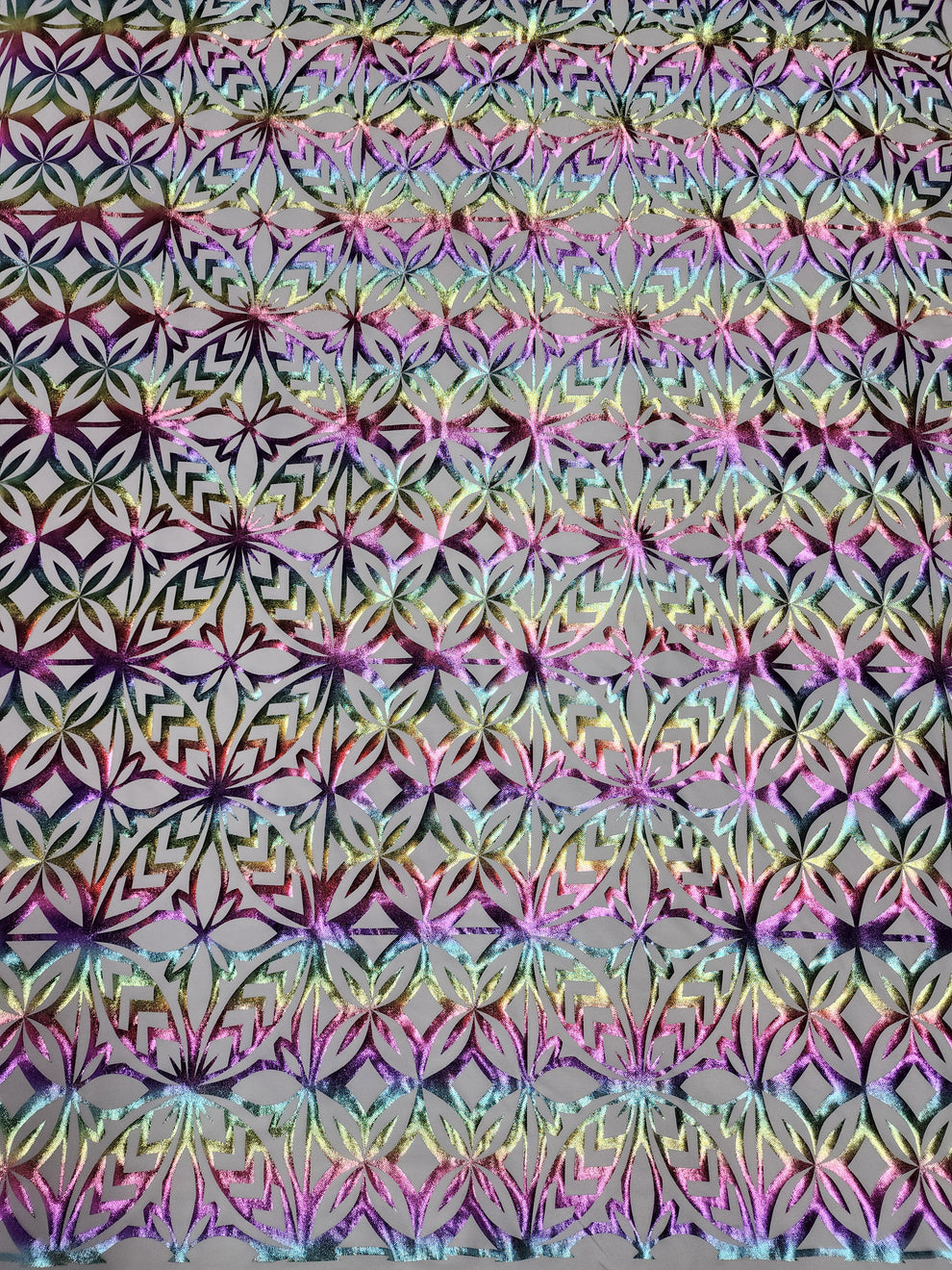 Stretch Polynesian #77 Multi-Coloured on White – Tokouso Fabrics