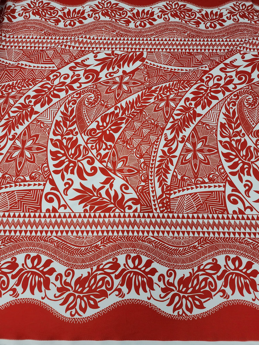 Polynesian Design #157 Red and White – Tokouso Fabrics