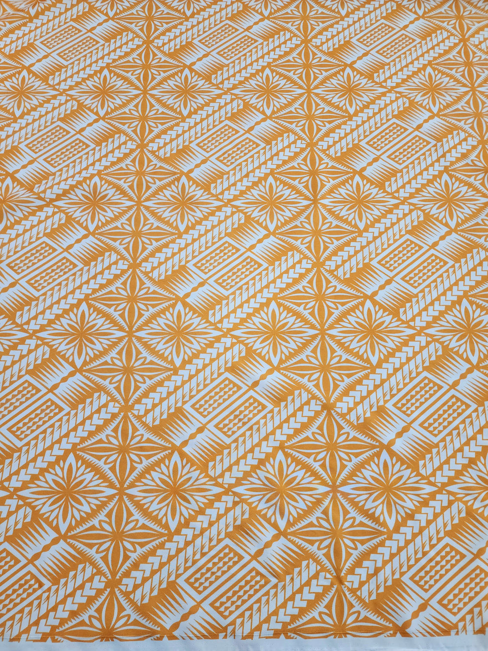 Polynesian Design #176 Mustard and White – Tokouso Fabrics