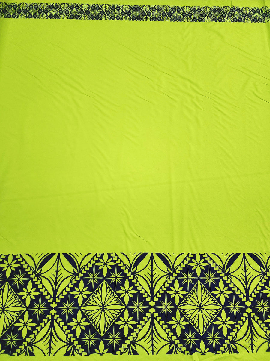 Polynesian Design #187 Fluoro Yellow and Navy Blue border – Tokouso Fabrics