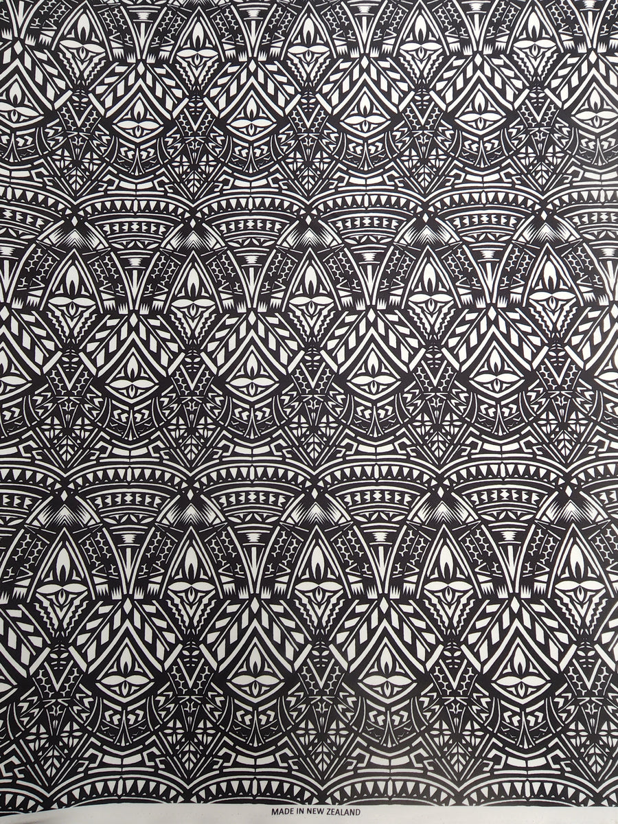 Polynesian Design #83 Black and White (Full Design) – Tokouso Fabrics
