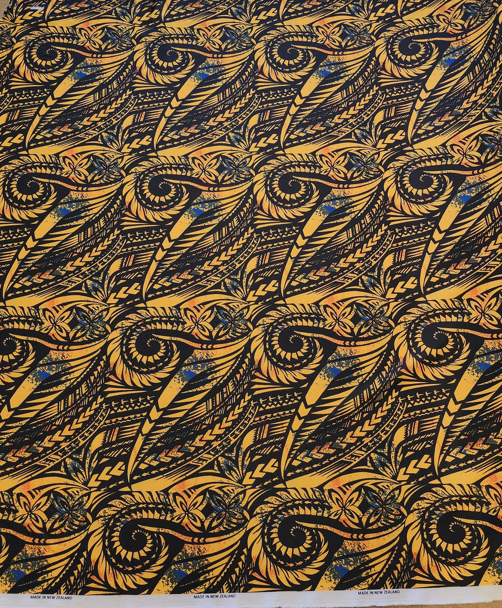 Polynesian Design #102 Yellow and Black – Tokouso Fabrics