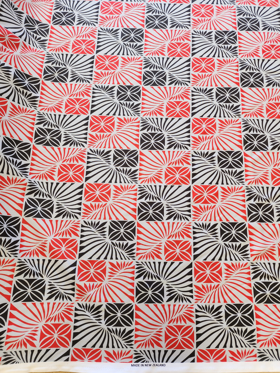 Polynesian Design #112 Grey, Red ans Black – Tokouso Fabrics