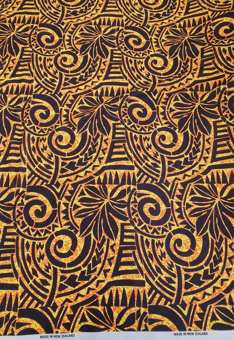 Polynesian Design #20 Yellow and Black – Tokouso Fabrics