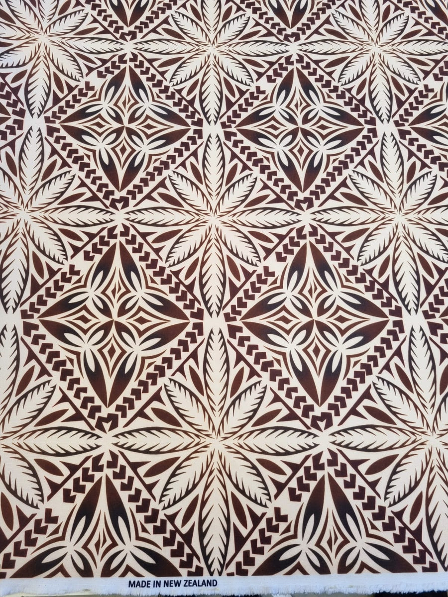 Polynesian Design #14 Cream and Brown – Tokouso Fabrics